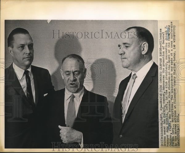1961 Press Photo Milwaukee Braves Owner Lou Perini Announces Promotion ...