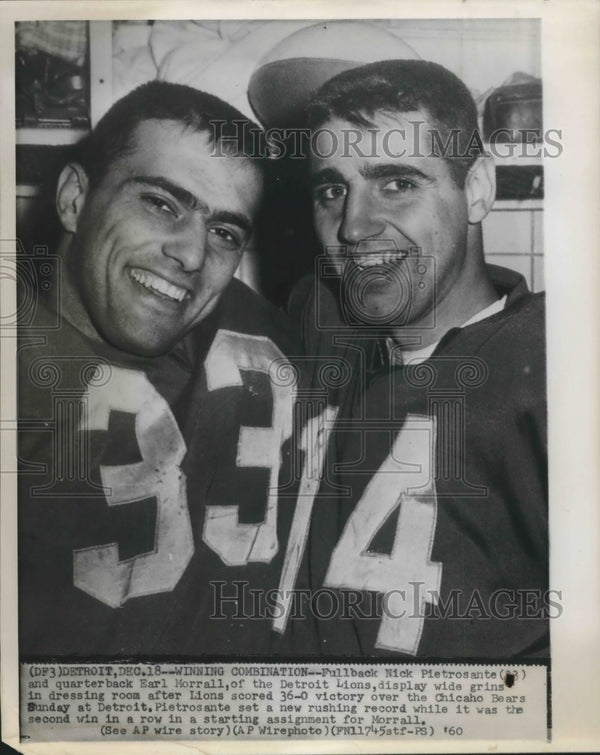 1960 Press Photo Nick Pietrosante and Earl Morrall After Detroit Lions ...