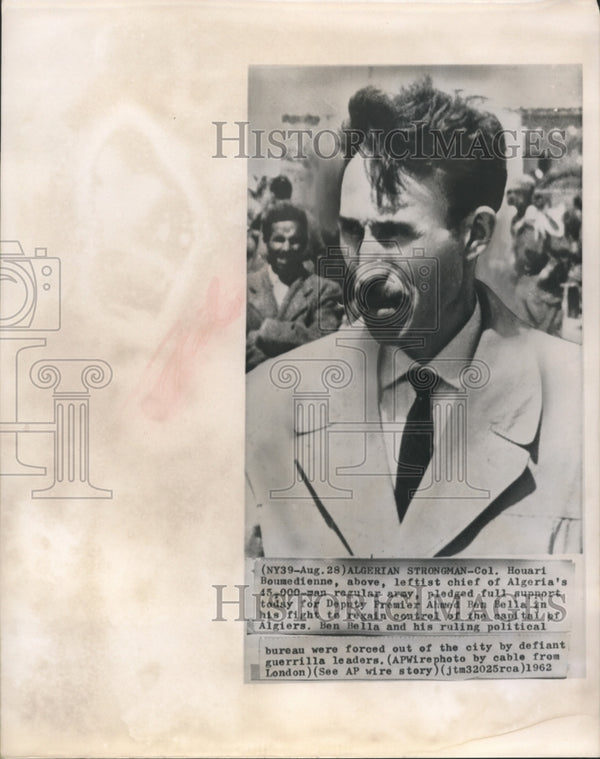 1962 Press Photo Col Houari Boumedienne Chief of Algerian Army - sba22 ...