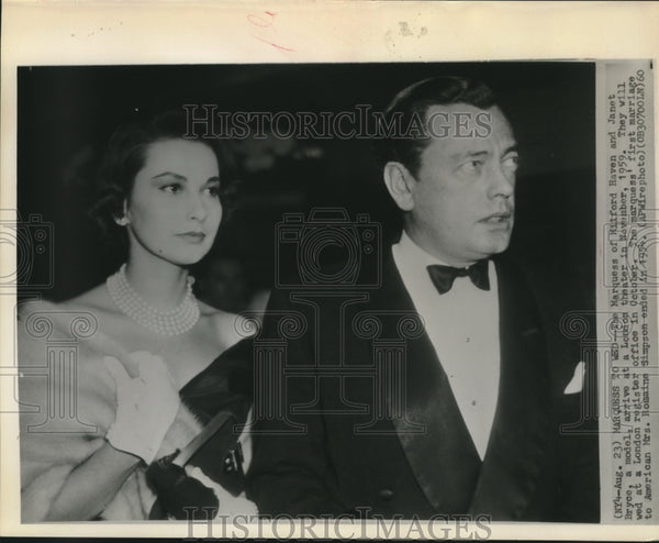 1960 Press Photo Marquess of Milford Haven and fiancee Janet Bryce Lon ...