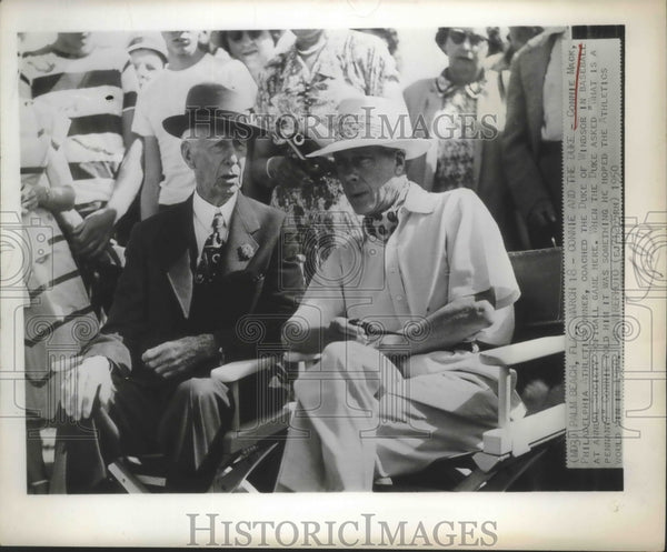 1950 Press Photo Connie Mack, coached the Duke of Windsor Baseball Tea ...