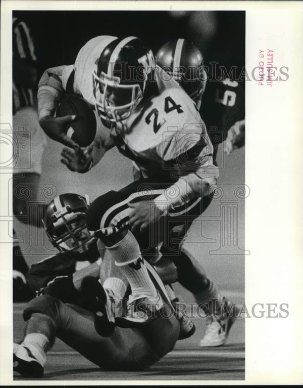 Press Photo Wagner Football Player Number Twenty Four at Game ...