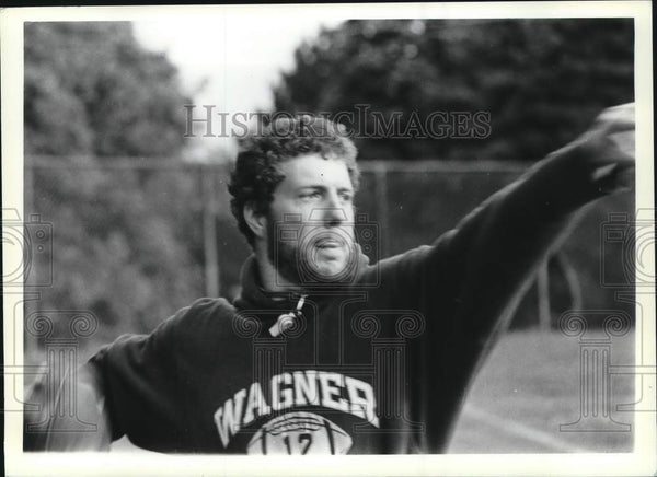 Press Photo Wagner College Football Player #12 Prepares to Throw Ball ...