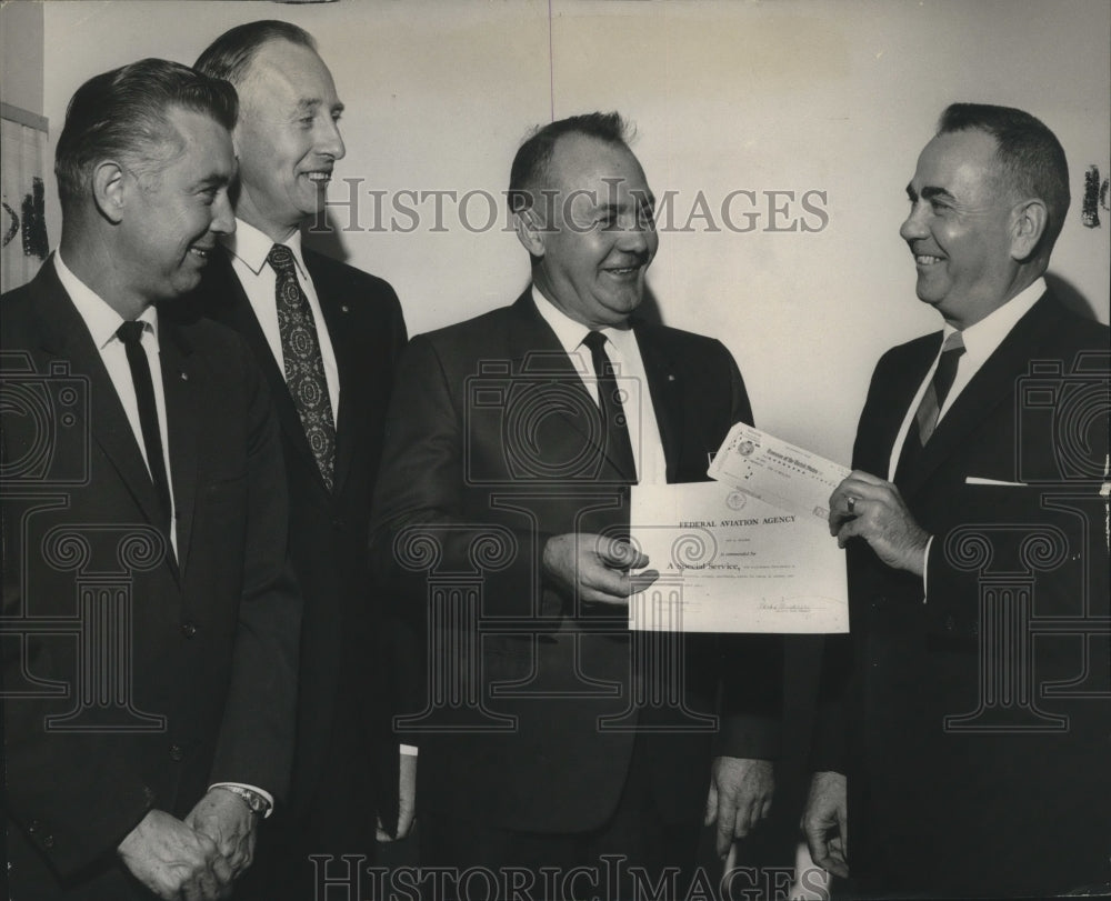 1967 Press Photo FAA gives awards to three Fairchild AFB personnel - s ...