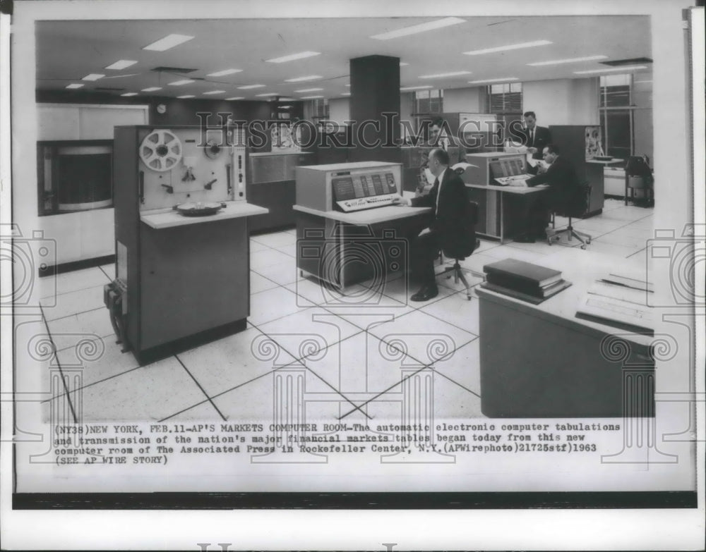 1963 Press Photo Associated Press' Market Computer Room, New York - sp ...