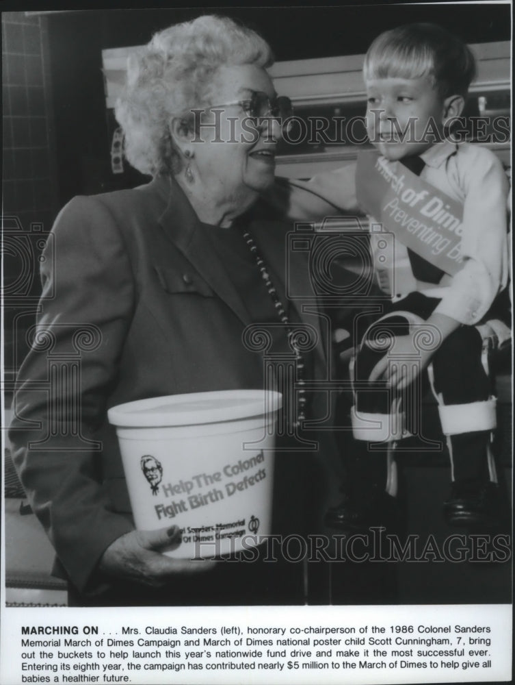 1986 Press Photo Claudia Sanders- Col Sanders Memorial March of Dimes ...