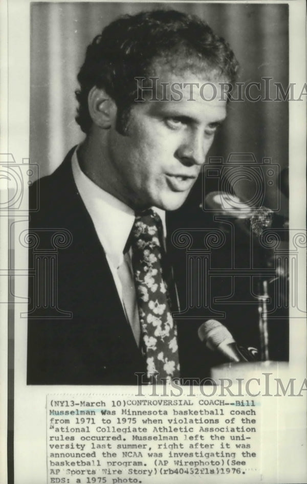 1975 Press Photo Bill Musselman, Minnesota basketball coach - sps11429 ...