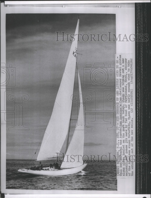 1962 Press Photo Gretel Tests Out New Mainsail and Genoa Jib for Ameri ...