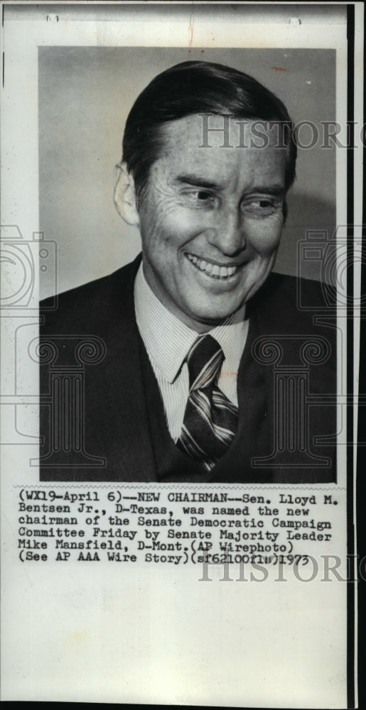 1973 Press Photo Sen. Lloyd Bentsen was named Democratic Campaign Comm ...