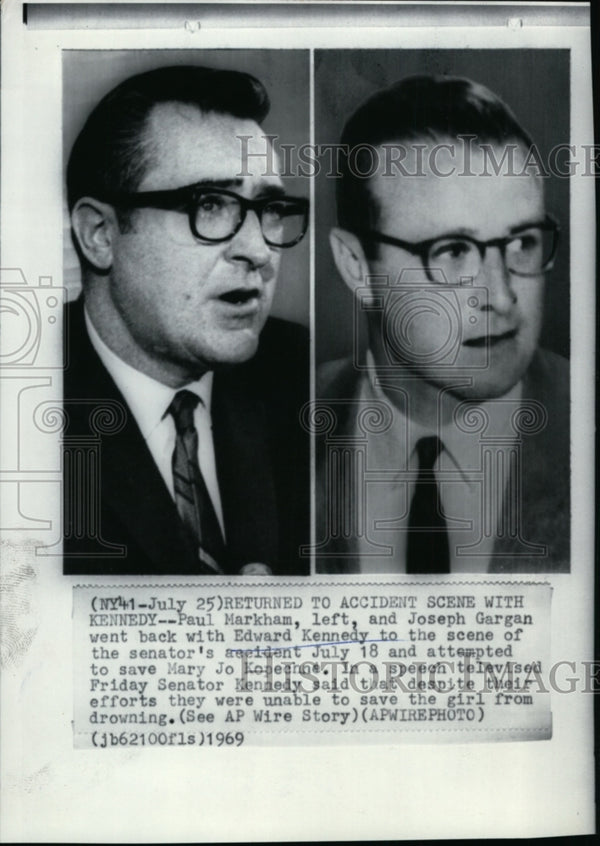 1969 Press Photo Paul Markham and Joseph Gargan speaking to press. - s ...