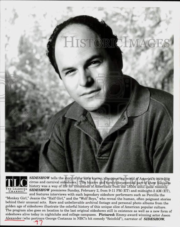1997 Press Photo Jason Alexander, narrator of the program "Sideshow ...