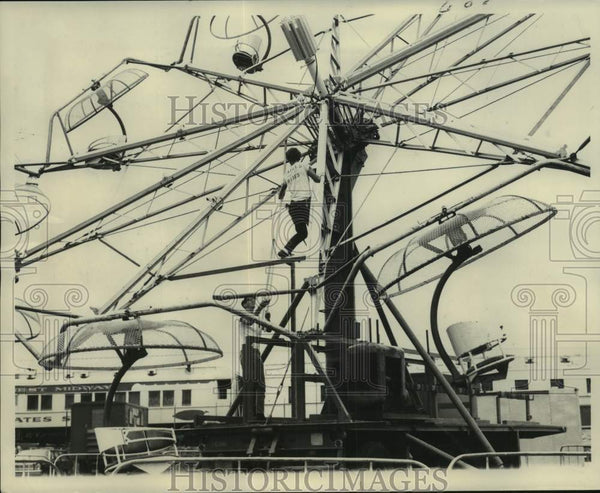 1967 Workmen Assemble "Paratrooper" Ride at New York State Fair ...
