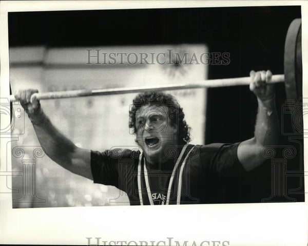 1987 Press Photo Weightlifter Brian Drescher lifts 132.5 KG during Emp ...