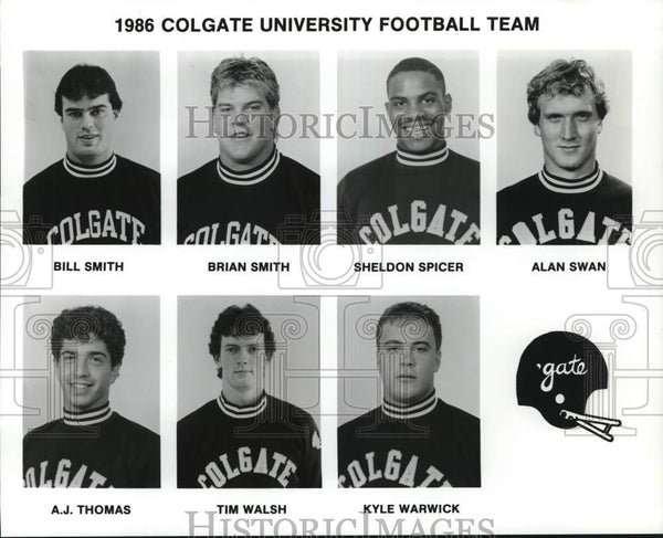 1986 Press Photo Players for Colgate University Football Team ...