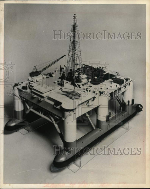 1966 Scale model of Project Mohole oil drilling rig - Historic Images